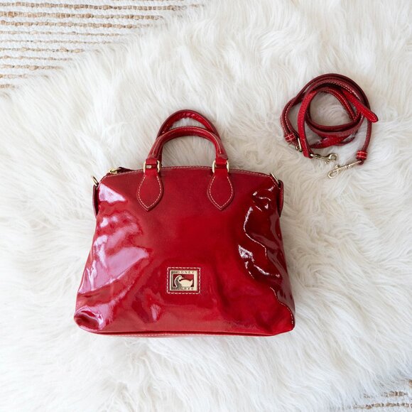 Dooney & Bourke | Bags | Dooney Bourke Red Patent Leather Satchel ...